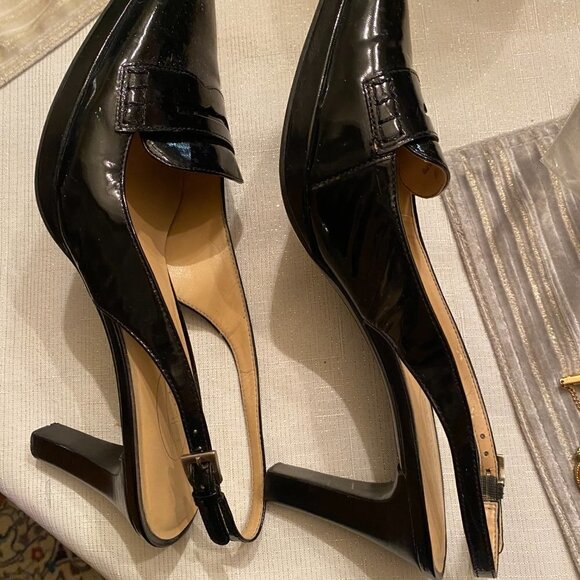 Talbots | Shoes | Talbot Patent Leather Black Slingback Oxford Sz ...